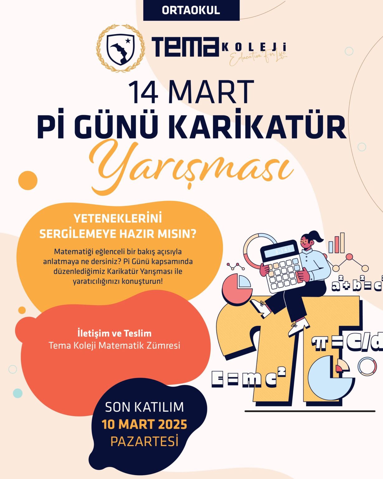 14 Mart Pi Günü Karikatür Yarışması - Tema Koleji